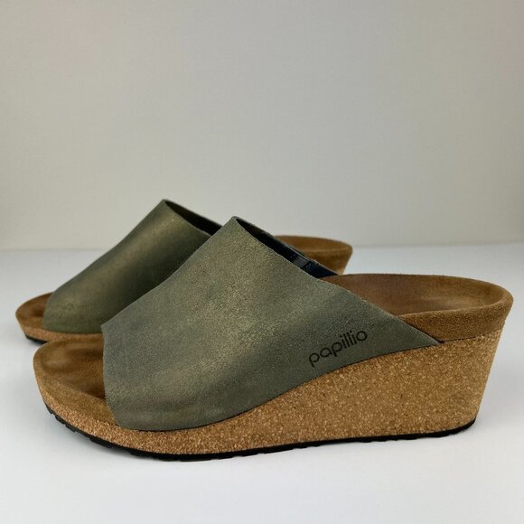 Papillio | Shoes | Birkenstock Papillio Slide Wedge Washed Gold Leather ...
